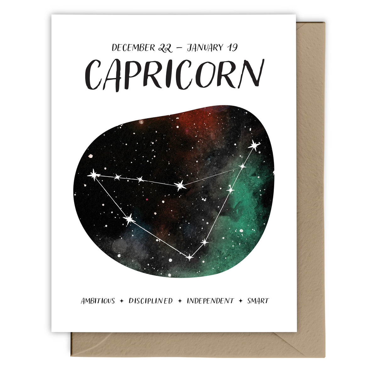 Capricorn, Zodiac Card – Lucky Bat Paper Co.