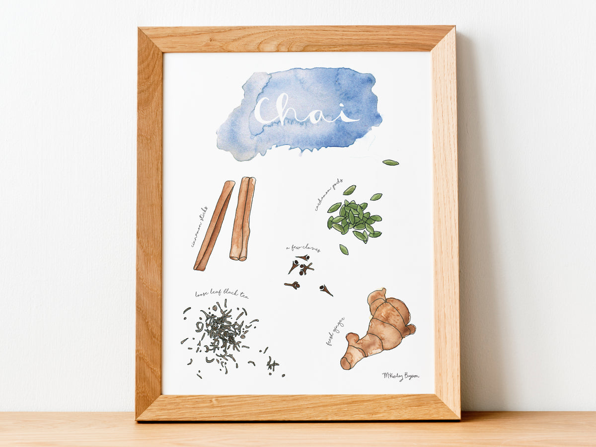 Chai Illustration | Watercolor Print – Lucky Bat Paper Co.